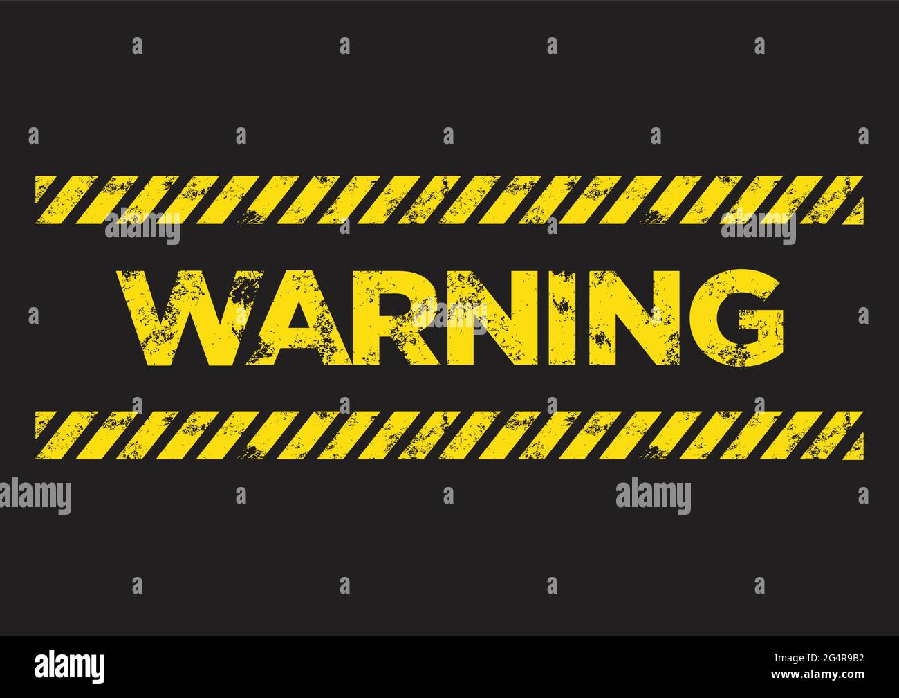 Warning danger sign. Broken yellow font text. Concept of hazard danger ...