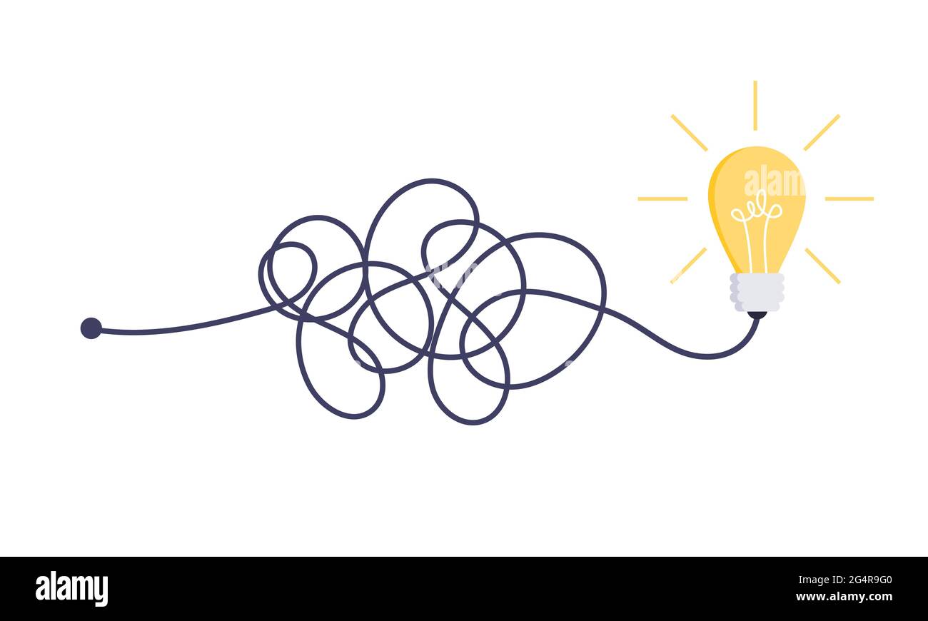 Complex easy simple way from start to idea. Chaos simplifying, problem ...