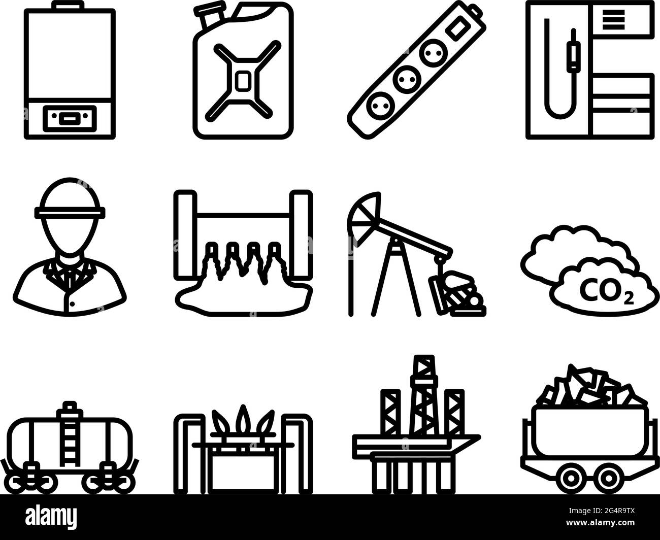 Energy Icon Set. Editable Bold Outline Design. Vector Illustration ...