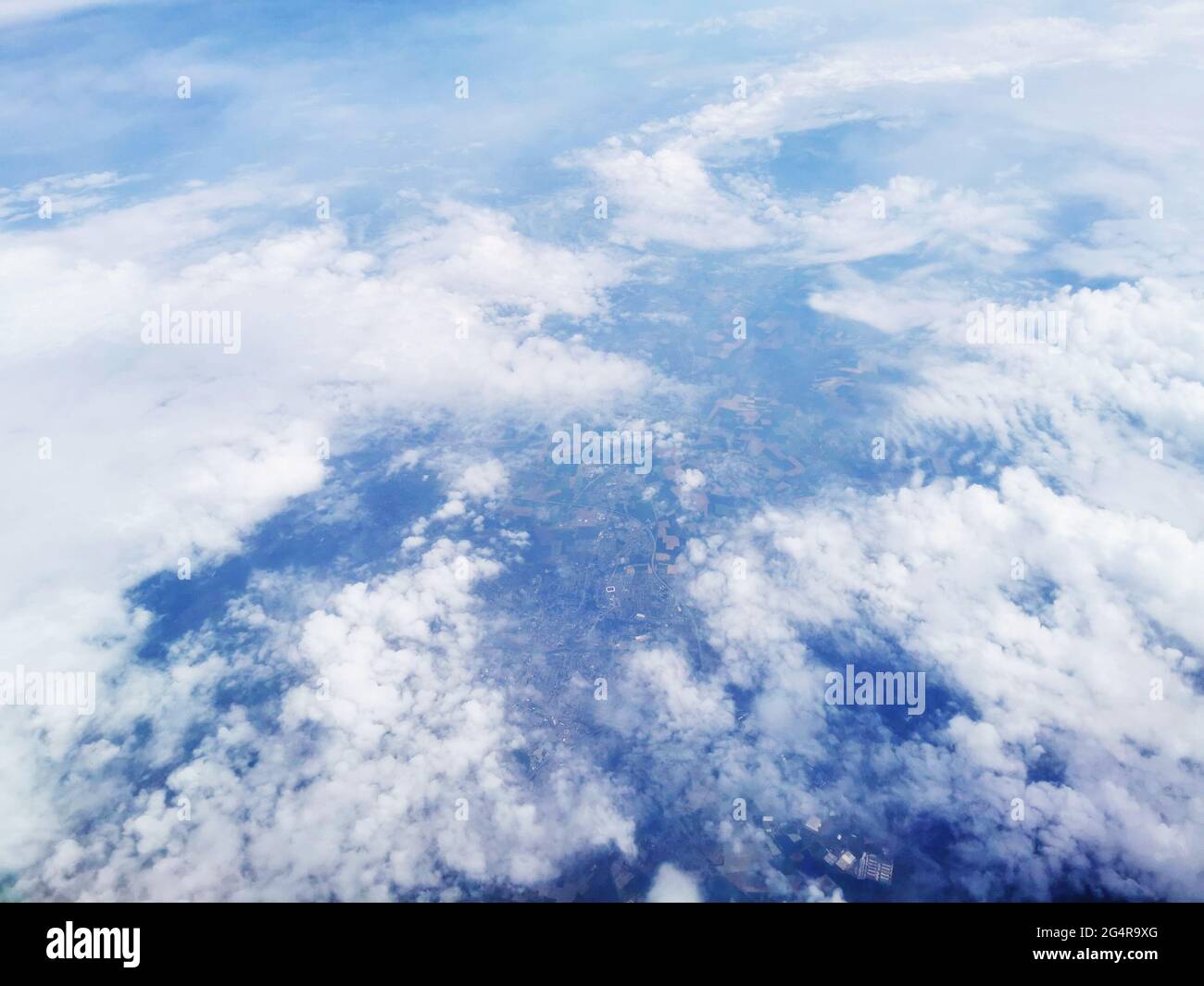 Beautiful view from above dense fluffy clouds in the blue sky - perfect ...
