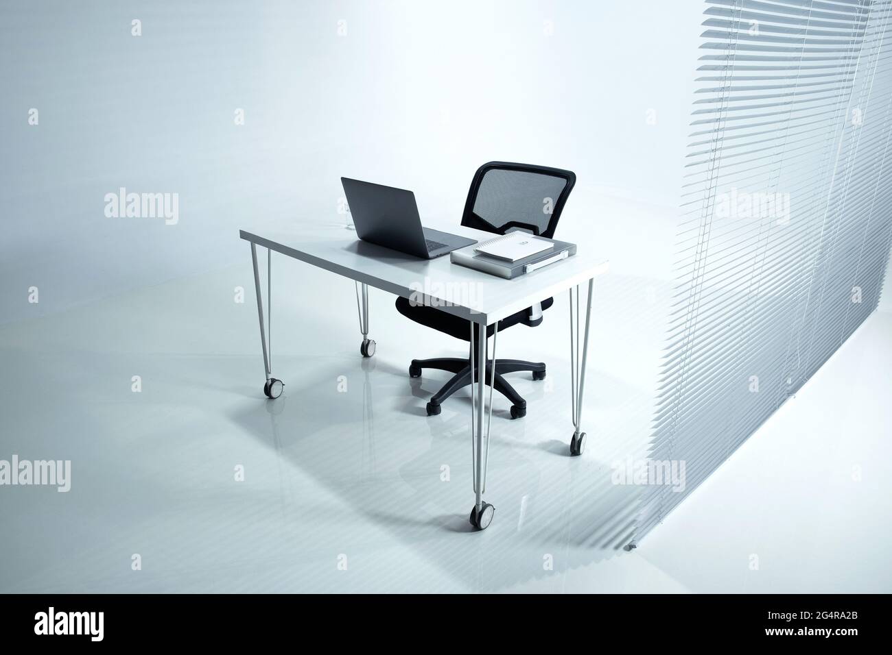 Desk and computer Stock Photo - Alamy