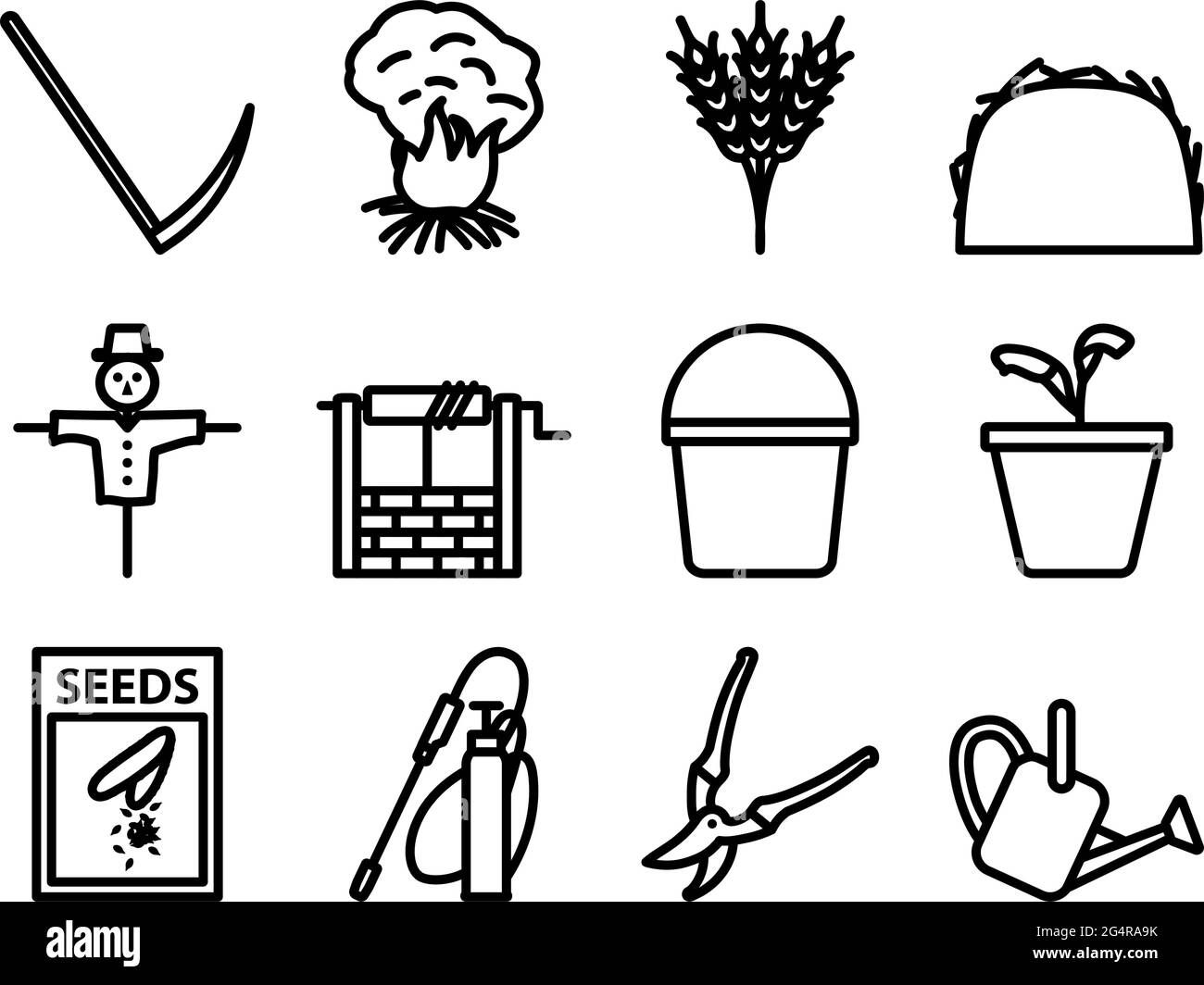 Garden Icon Set. Bold outline design with editable stroke width. Vector ...