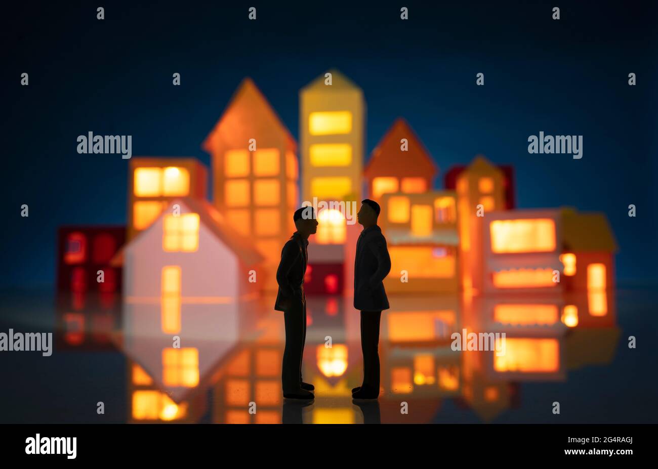Building blocks and human image model Stock Photo - Alamy