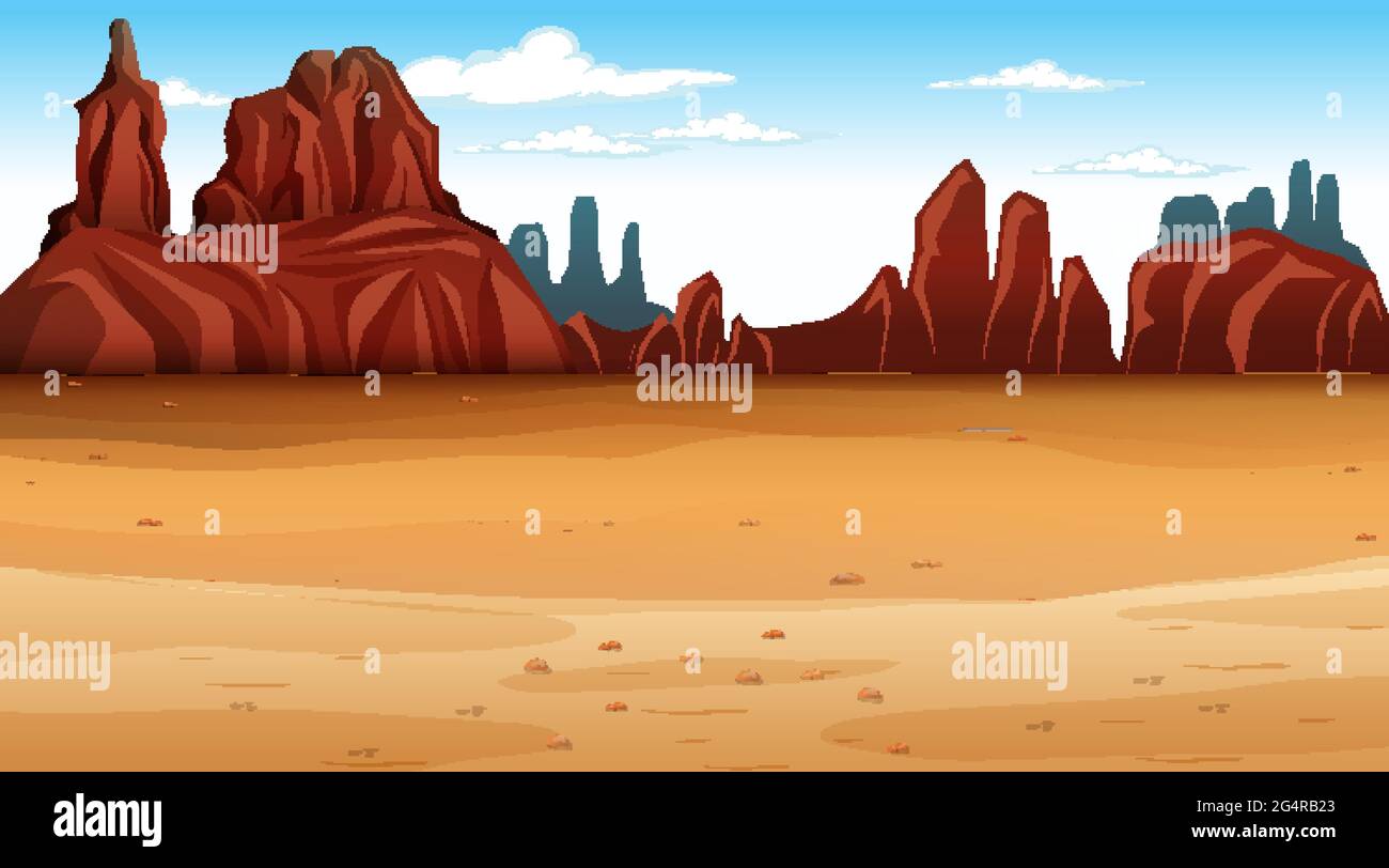 Desert forest landscape at daytime scene illustration Stock Vector ...