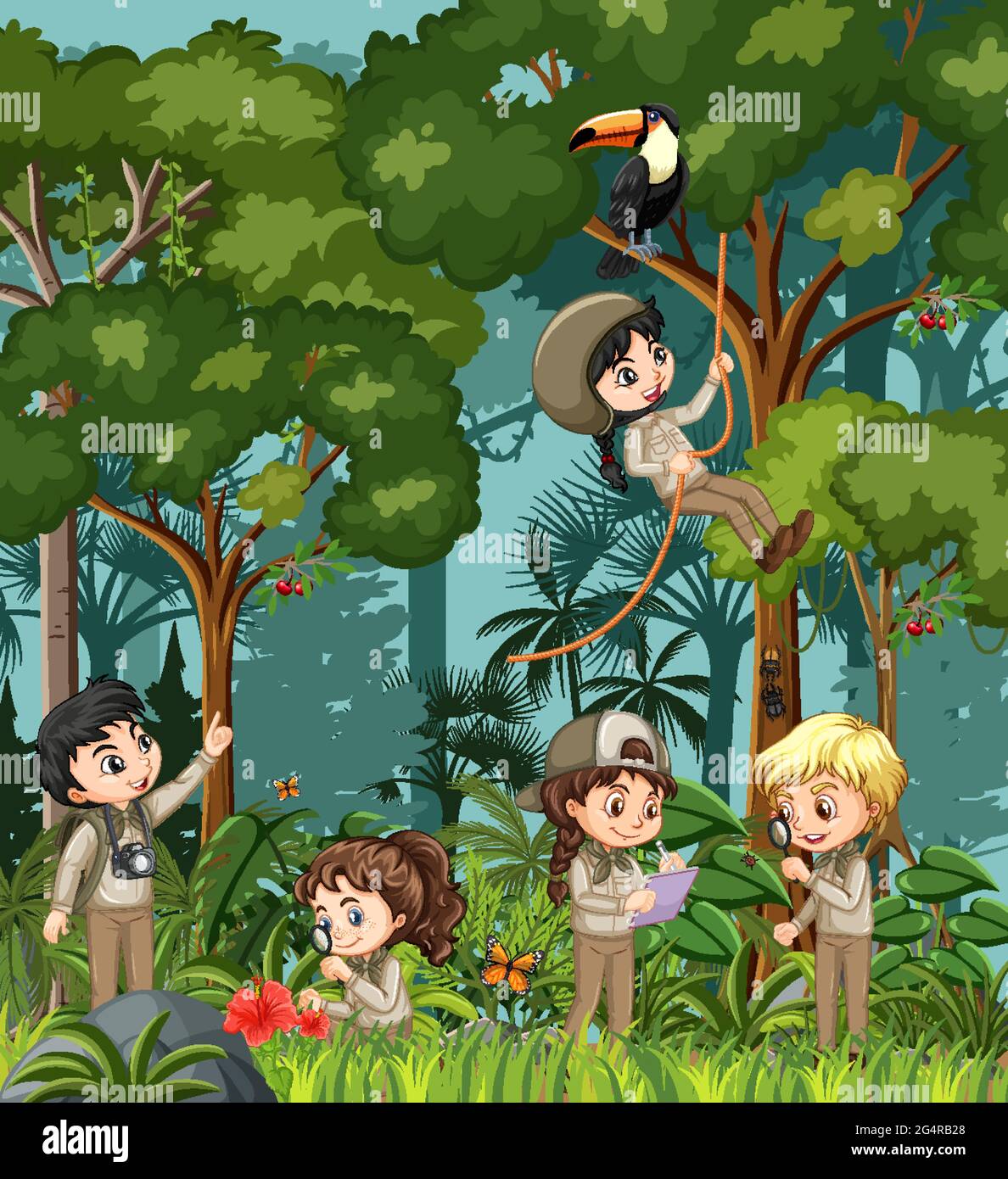 Children Forest Illustration