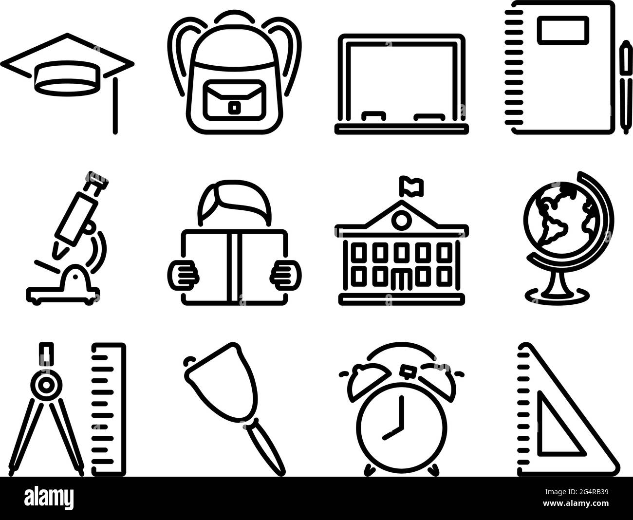 Education Icon Set. Bold outline design with editable stroke width ...