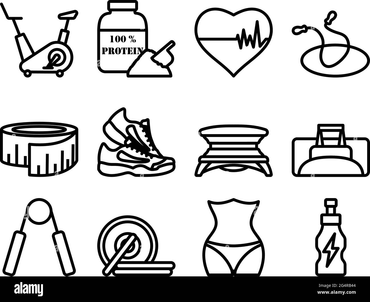 Fitness Icon Set. Bold outline design with editable stroke width ...