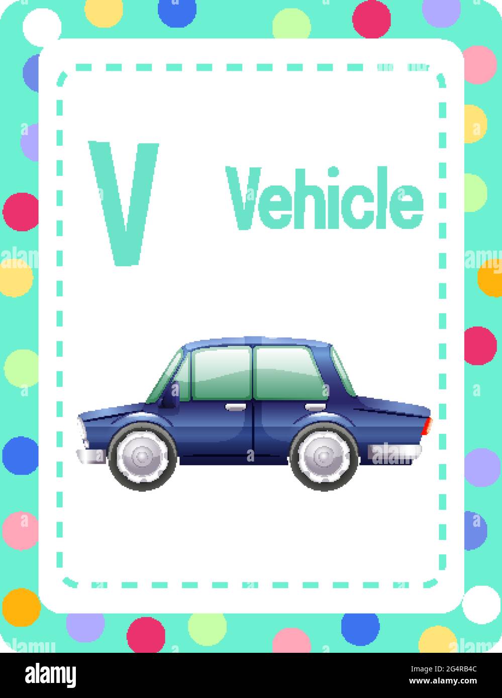 Alphabet flashcard with letter V for Vehicle illustration Stock Vector ...