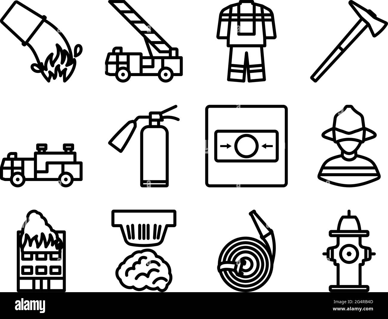 Fire Icon Set. Bold outline design with editable stroke width. Vector ...