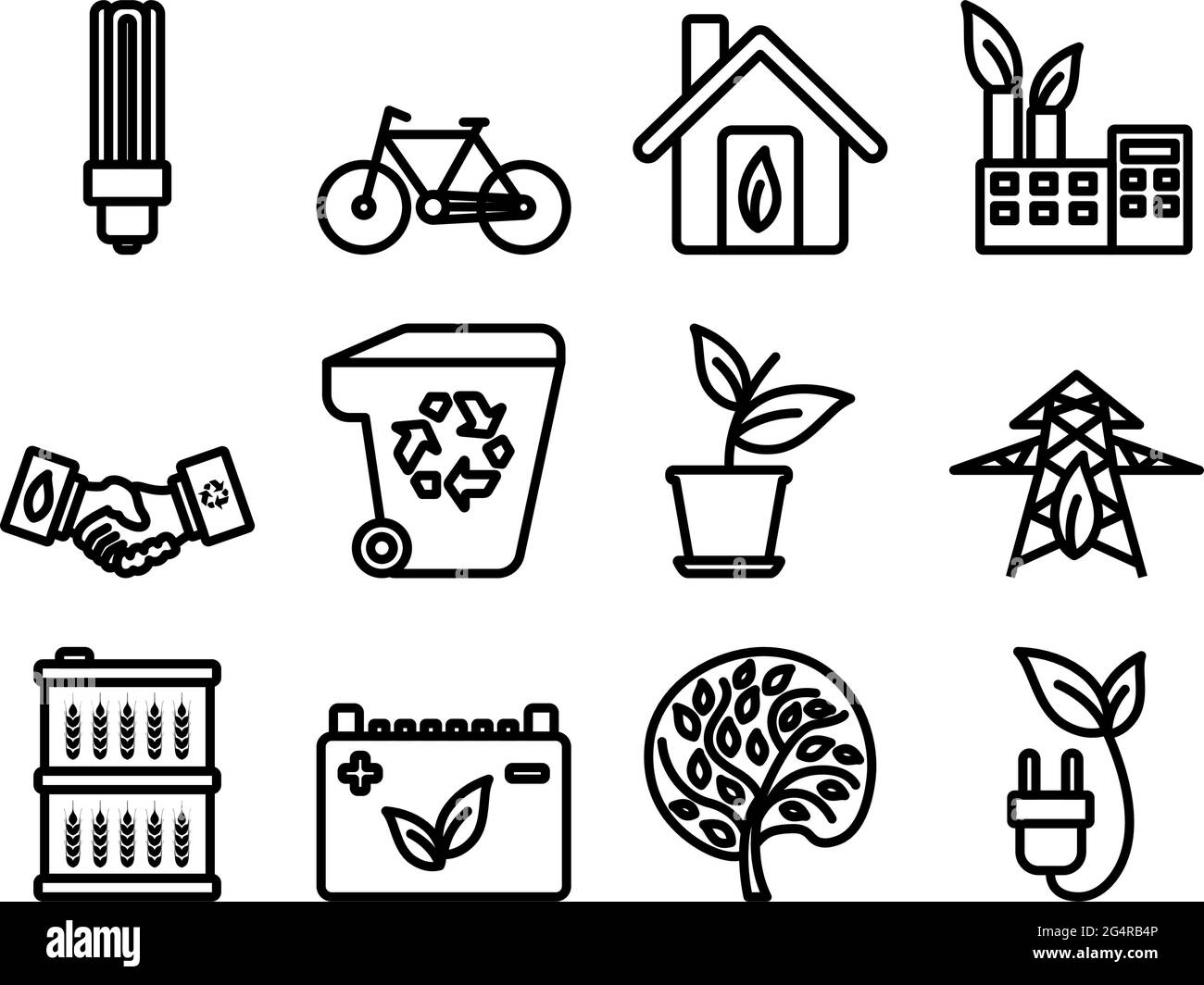Ecology Icon Set. Editable Bold Outline Design. Vector Illustration ...