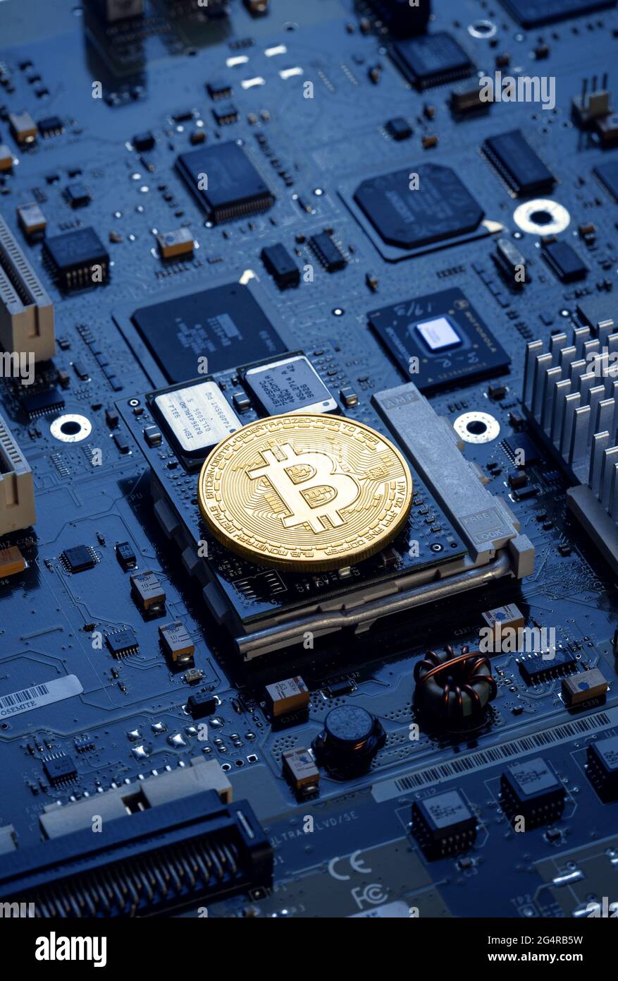 Circuit chip, and COINS Stock Photo - Alamy