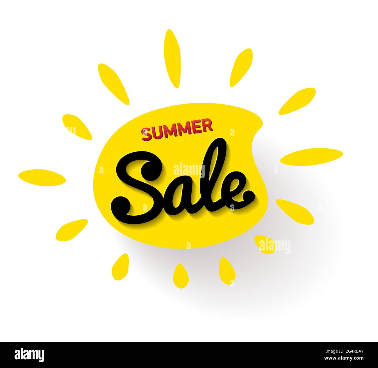 Yellow sun with text, summer sale. elements for poster, banner or ...