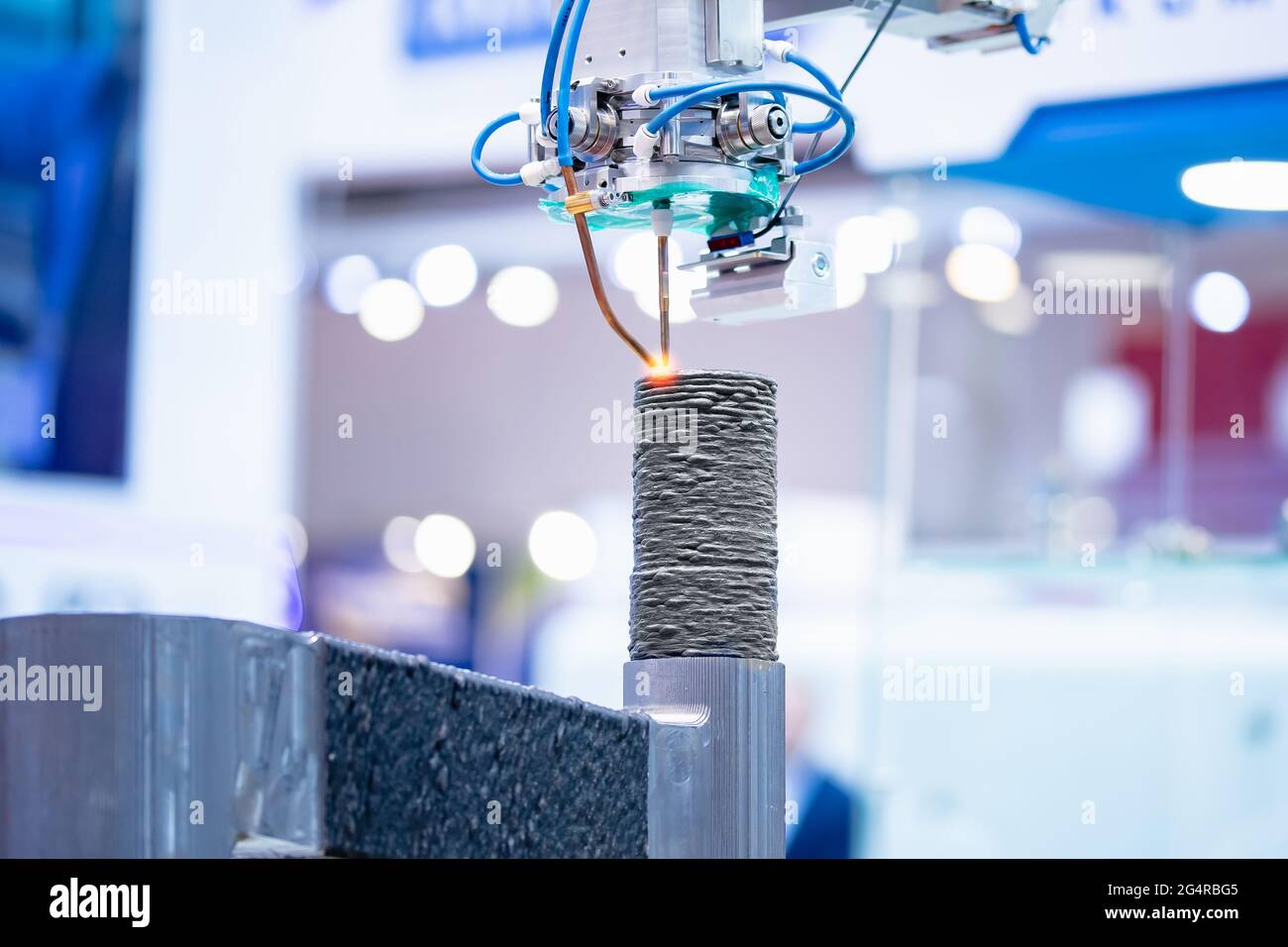 Closeup 3D Printer metal mechanism working element design of device ...