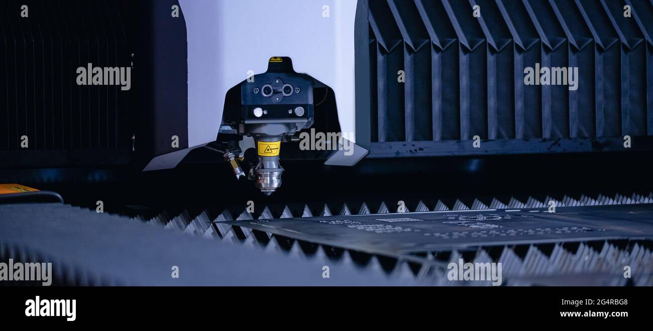 Broken CNC Laser engraving cutting of heavy metal. Concept banner ...