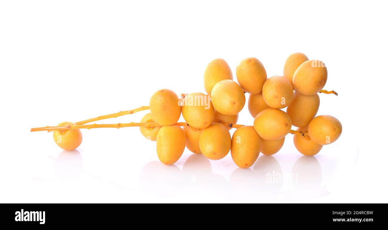 Fresh date palm fruit isolated on white background Stock Photo - Alamy