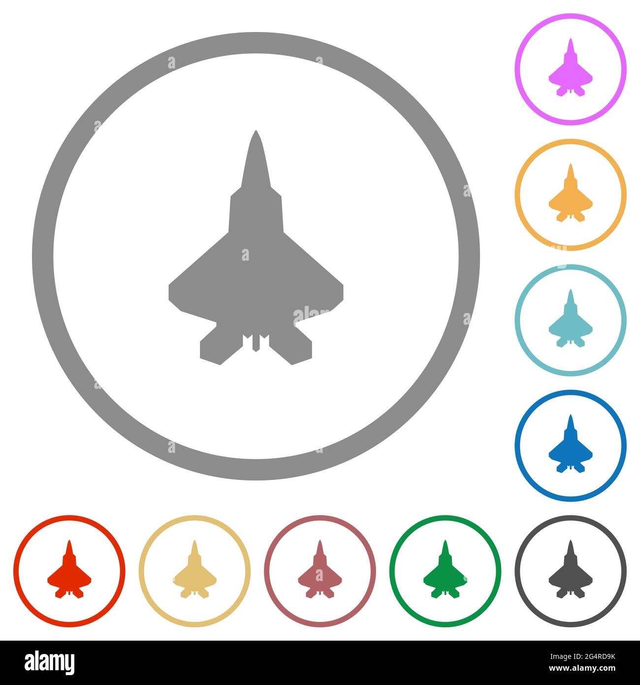 Jet fighter silhouette flat color icons in round outlines on white background Stock Vector Image ...