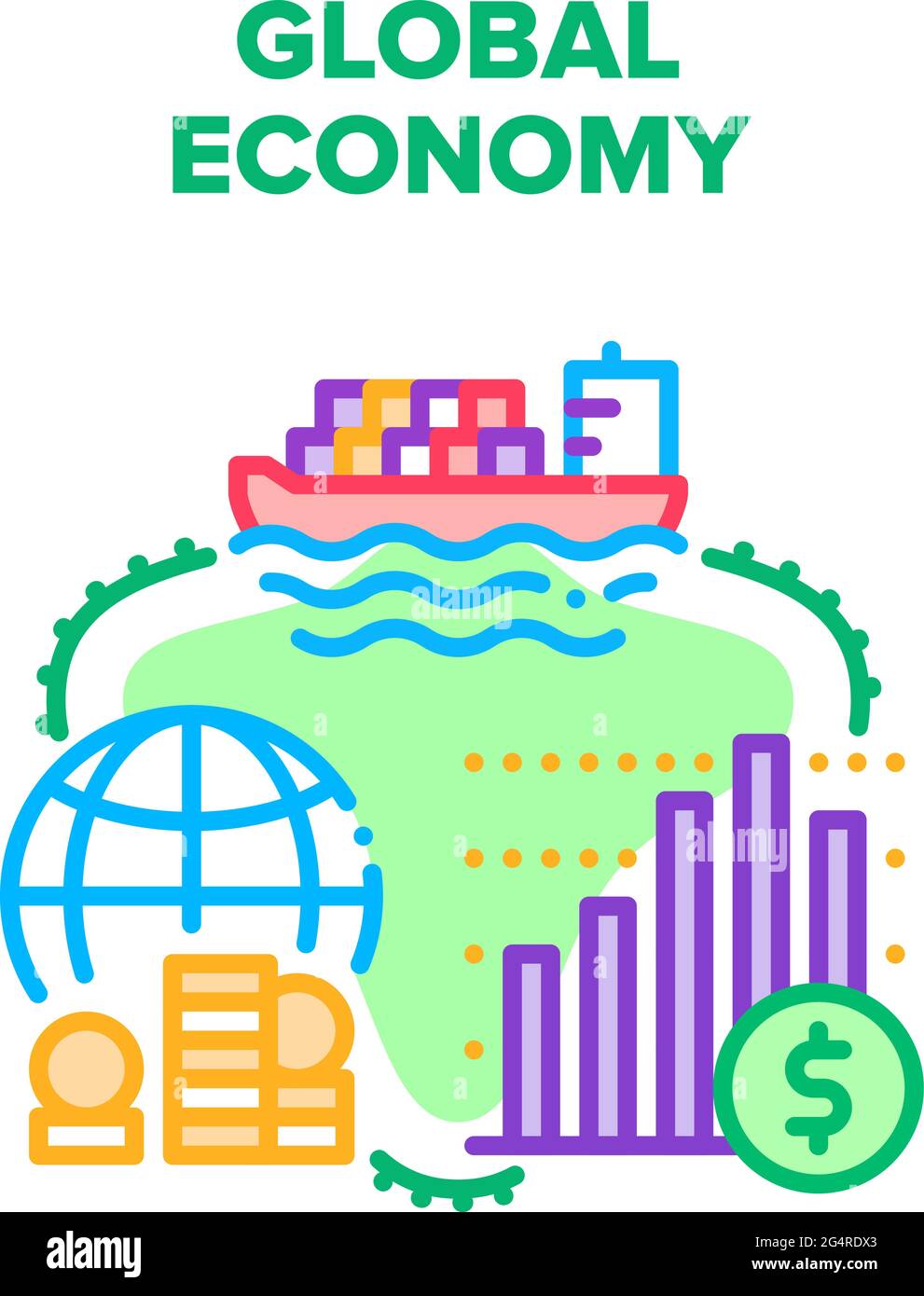 Global Economy Vector Concept Color Illustration Stock Vector Image ...