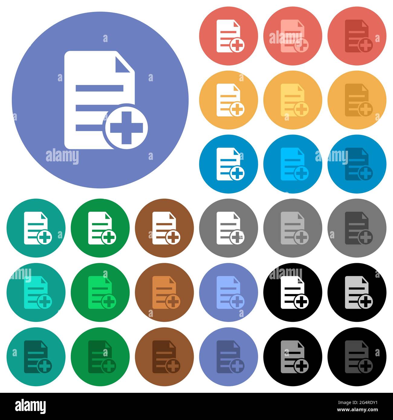 Add new document multi colored flat icons on round backgrounds ...