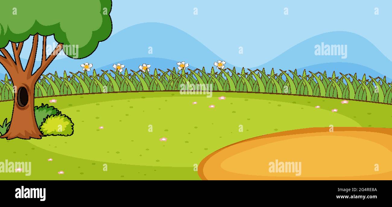 Empty park landscape scene at daytime illustration Stock Vector Image ...