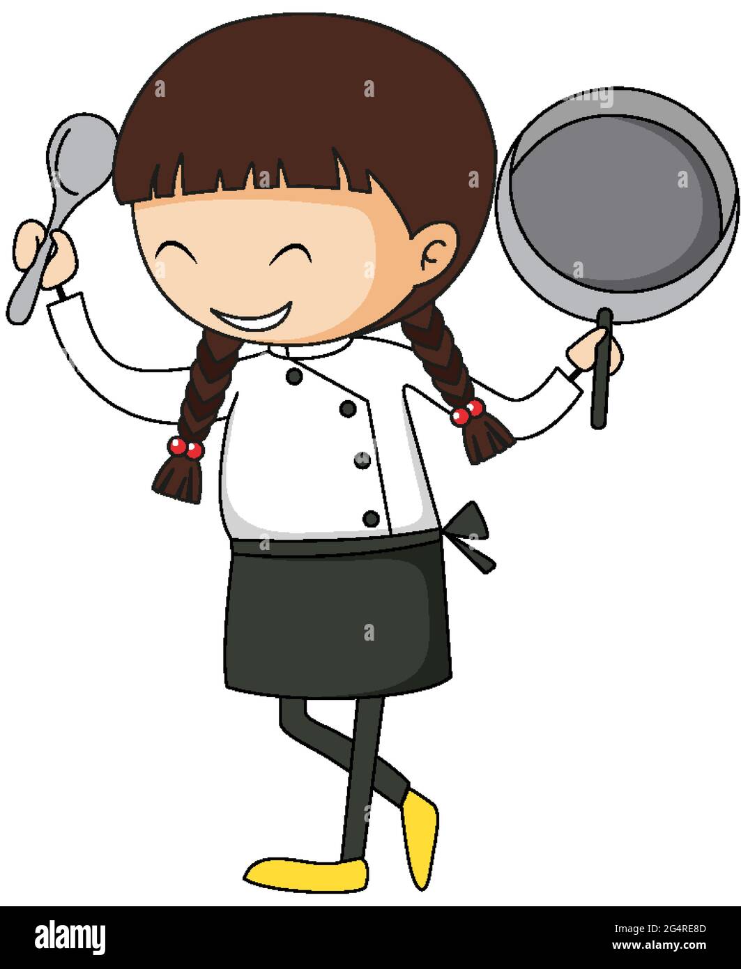 Little chef holding kitchen equipment cartoon character isolated ...