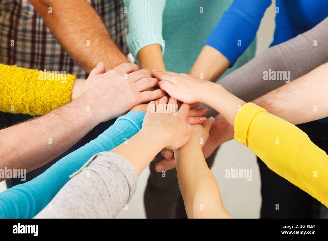 Closeup of human hands showing unity Stock Photo - Alamy