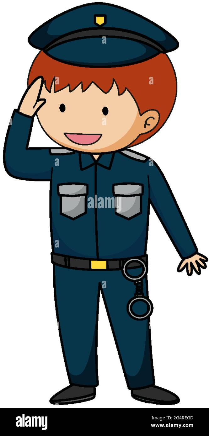 A police officer doodle cartoon character isolated illustration Stock ...