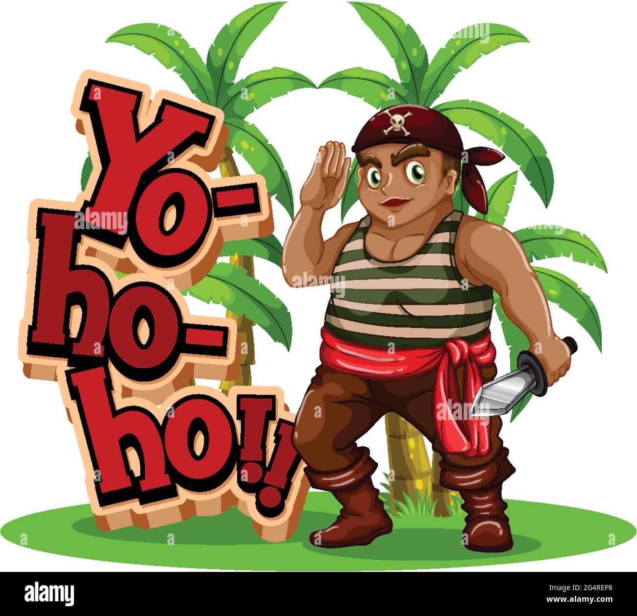 A pirate cartoon character with Yo-ho-ho speech illustration Stock ...