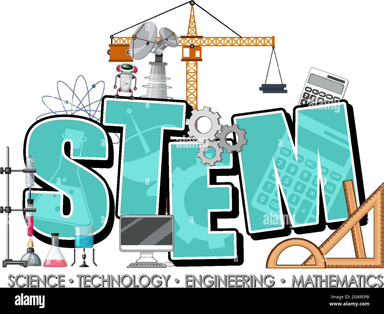 STEM education logo banner on white background illustration Stock ...
