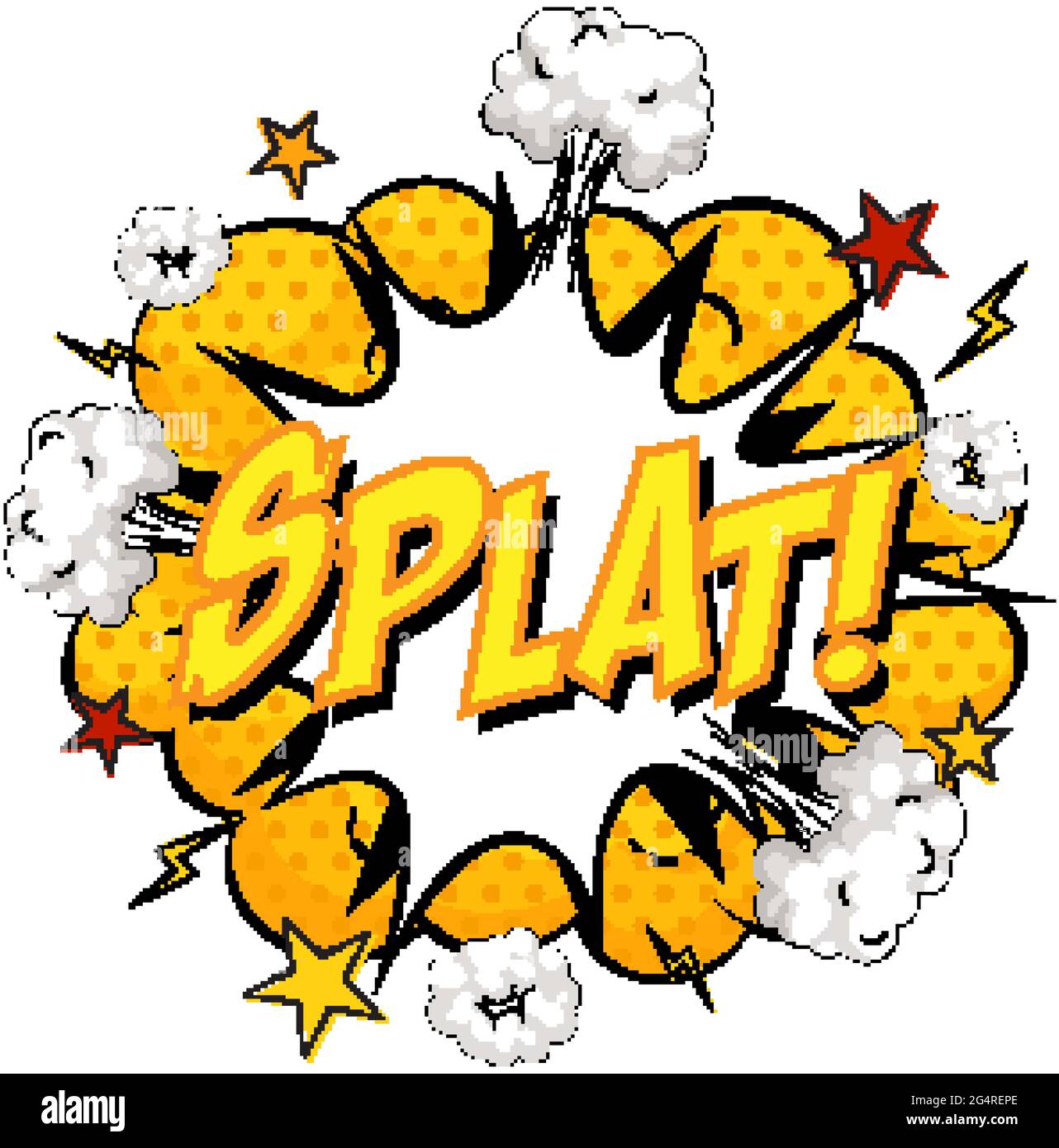 SPLAT text on comic cloud explosion isolated on white background ...