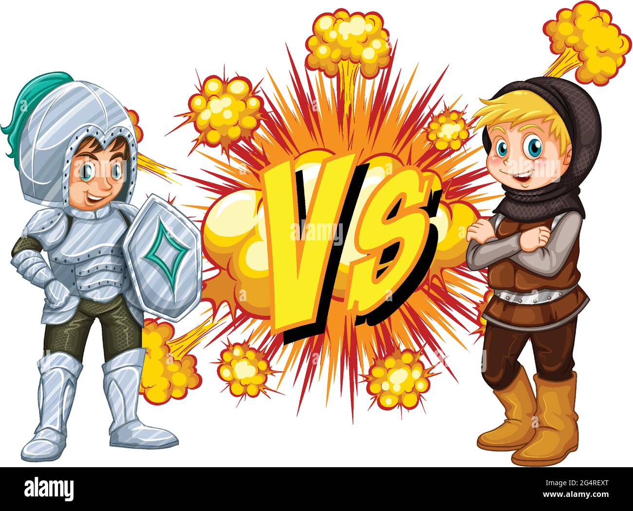 Two knight fighting each other on white background illustration Stock ...