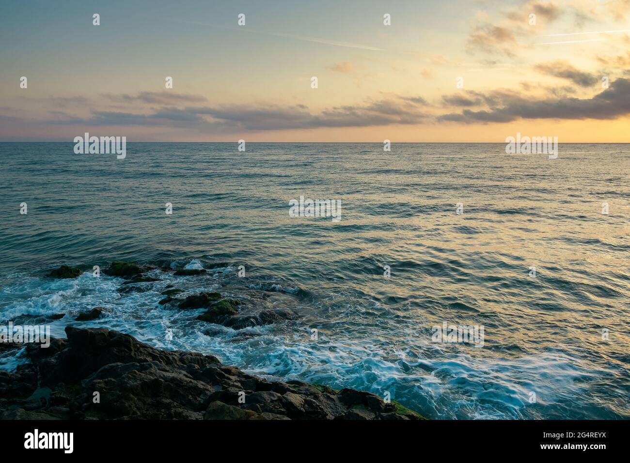 landscape at the sea. beautiful nature background in autumn at sunrise ...