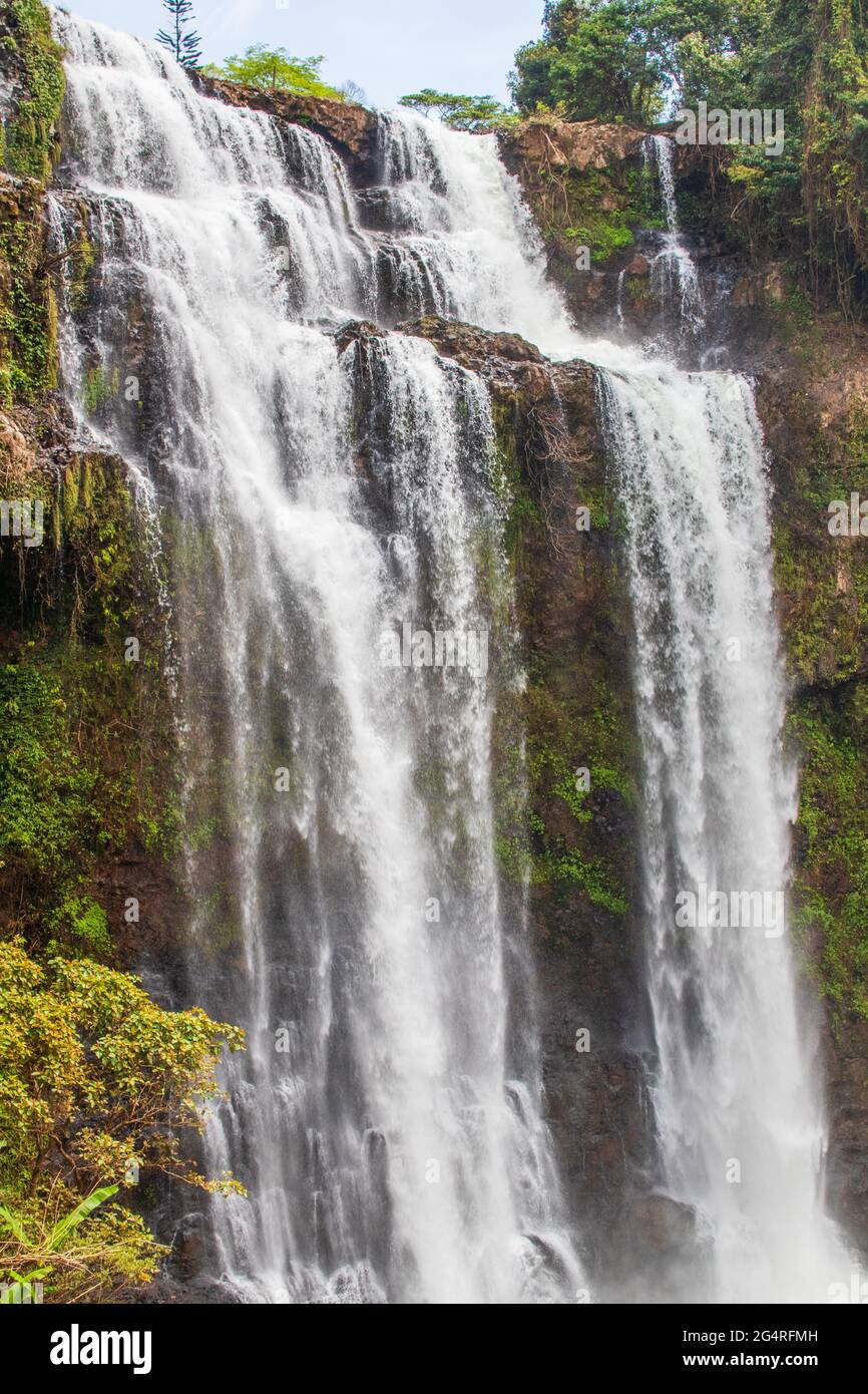 Scenic waterfall in the middle of a forest in Pakse, Laos, Southeast ...