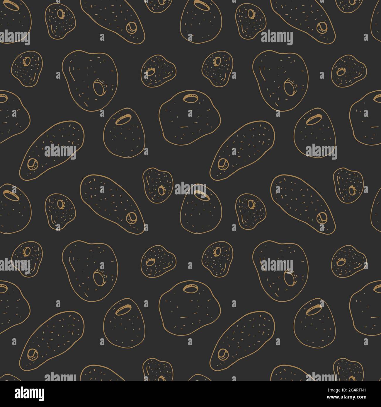 Monochrome golden seamless pattern with hand drawn crystals on black ...