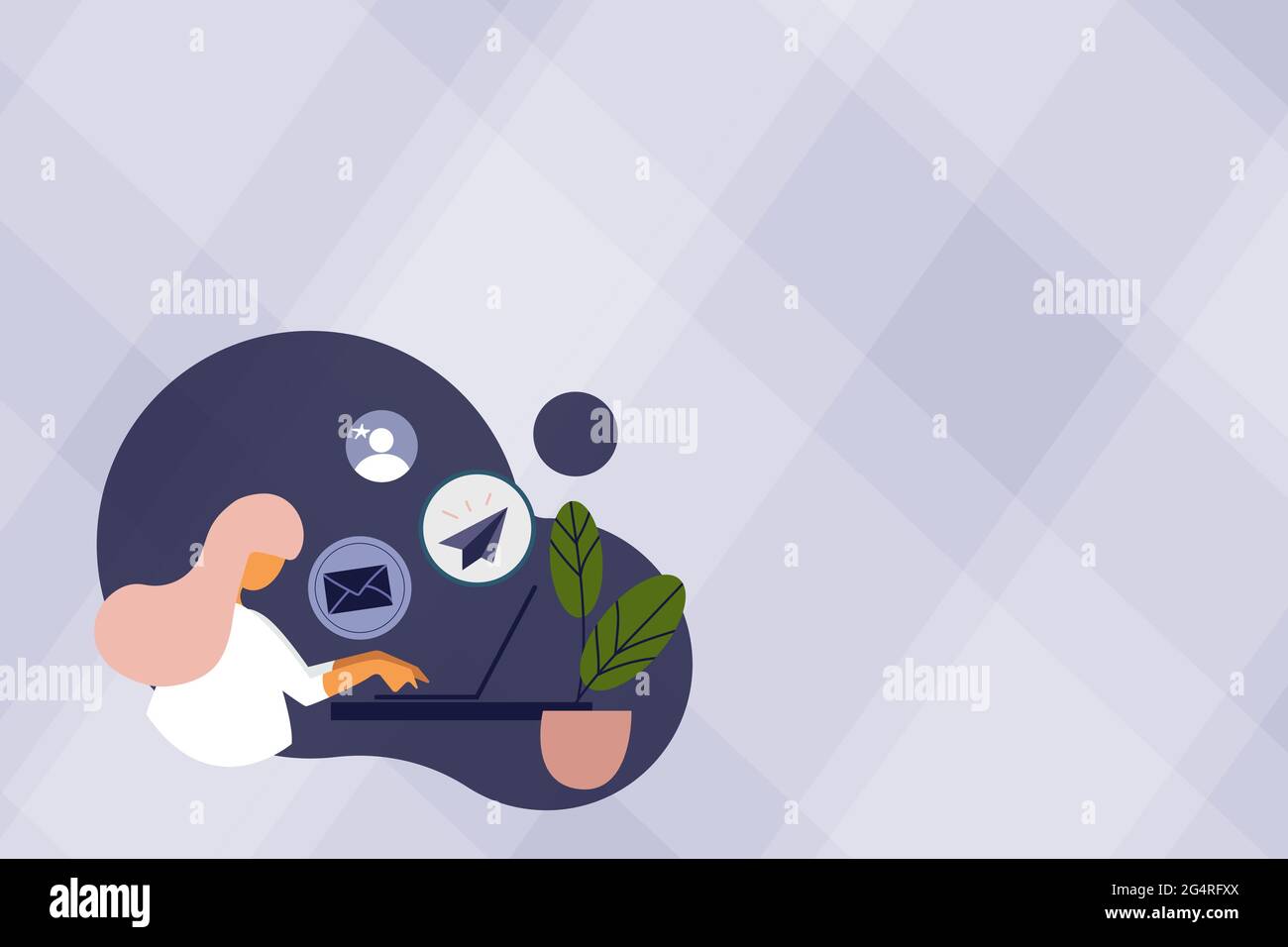 Abstract Internet Browsing Sending Emails Remote Online Work Concept ...