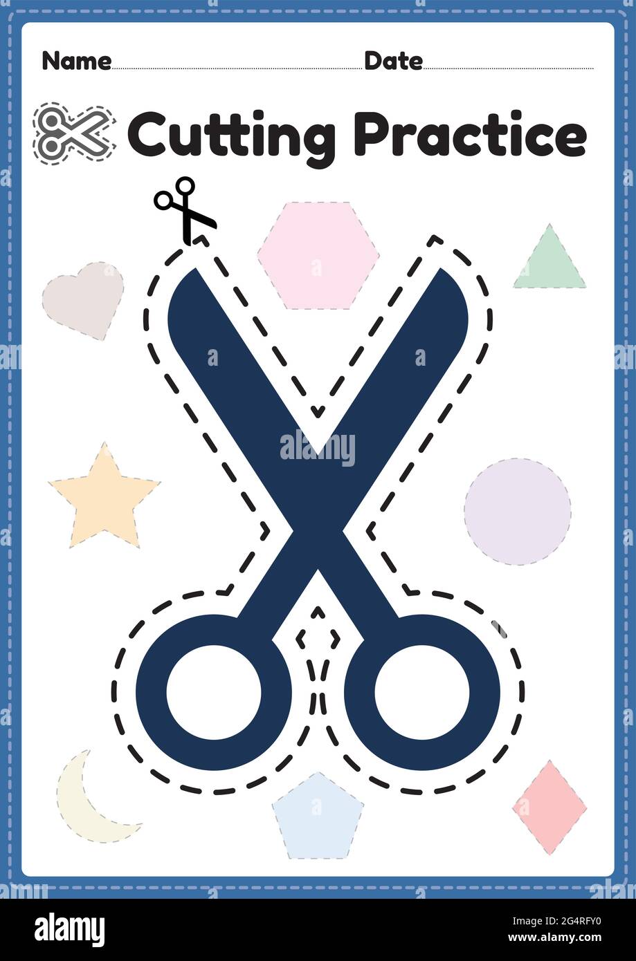 Scissor practice for preschool and kindergarten kids for cutting the ...