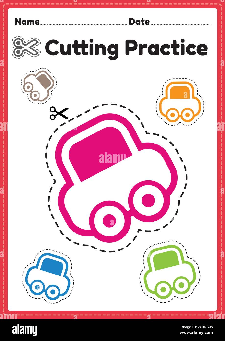 Printable cutting practice for kids to cut the paper with scissors to ...