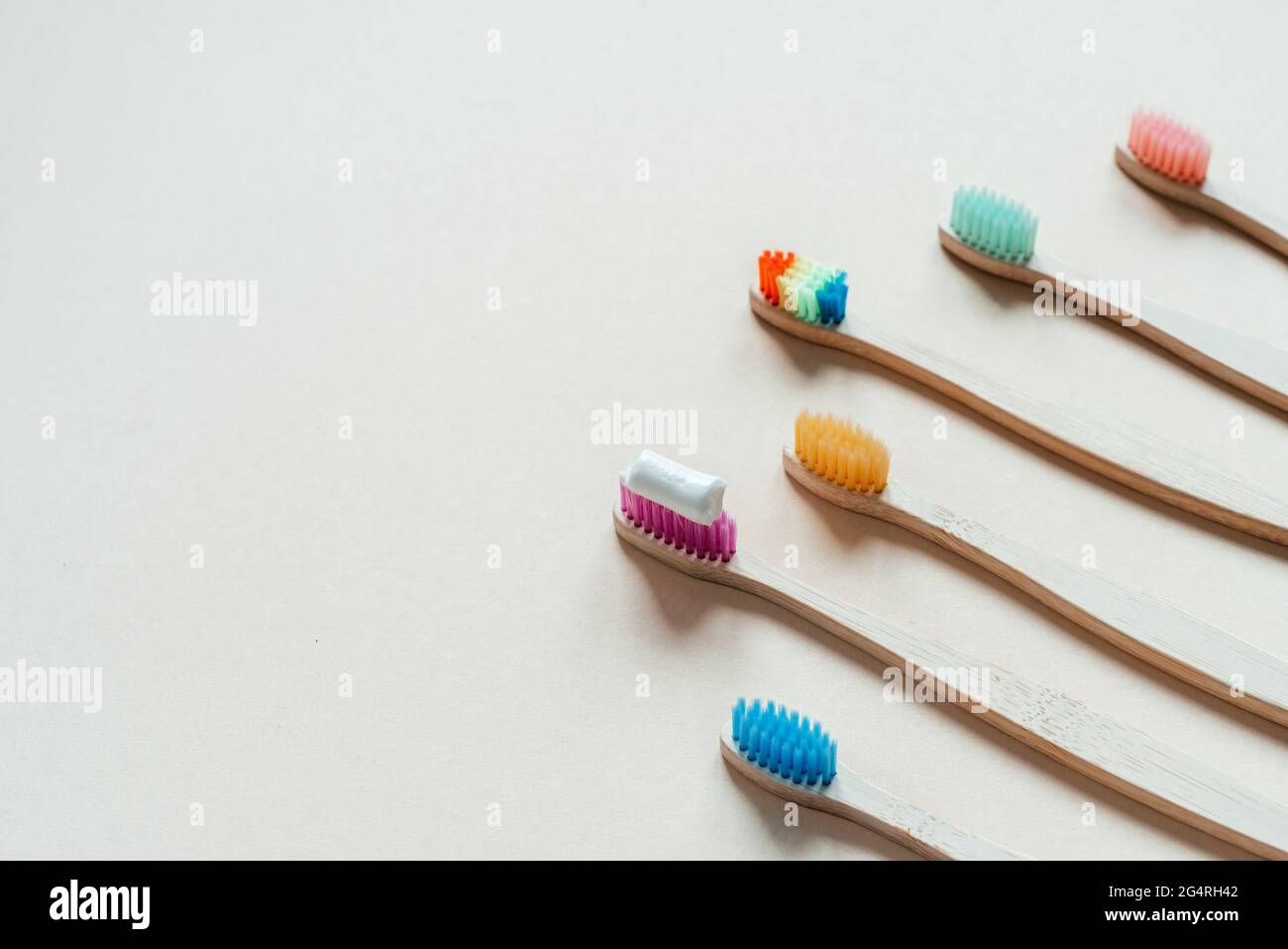Eco friendly bamboo toothbrushes of different colors, zero waste ...