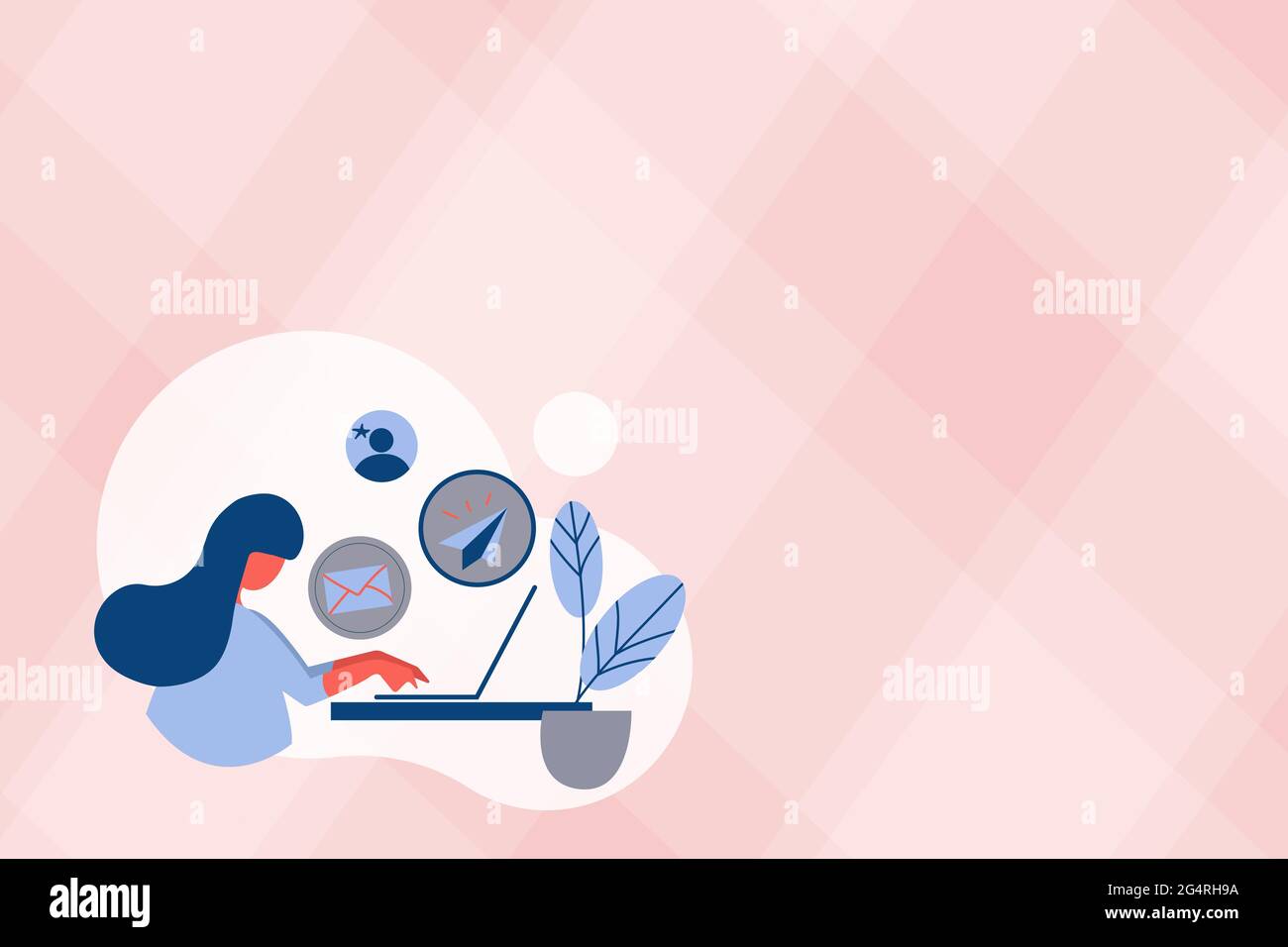 Abstract Internet Browsing Sending Emails Remote Online Work Concept ...