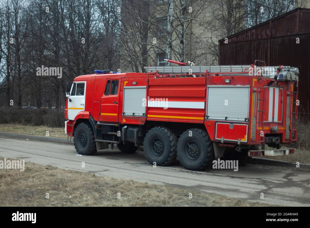 Fire truck in Russia. Fire rescue car. The car is ready to put out a ...