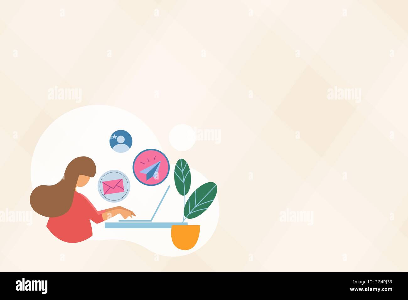 Abstract Internet Browsing Sending Emails Remote Online Work Concept ...