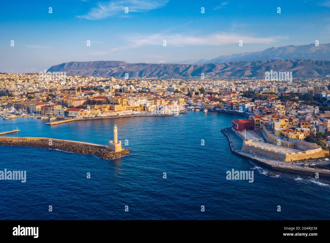 Picturesque old port of Chania. Landmarks of Crete island. Greece ...