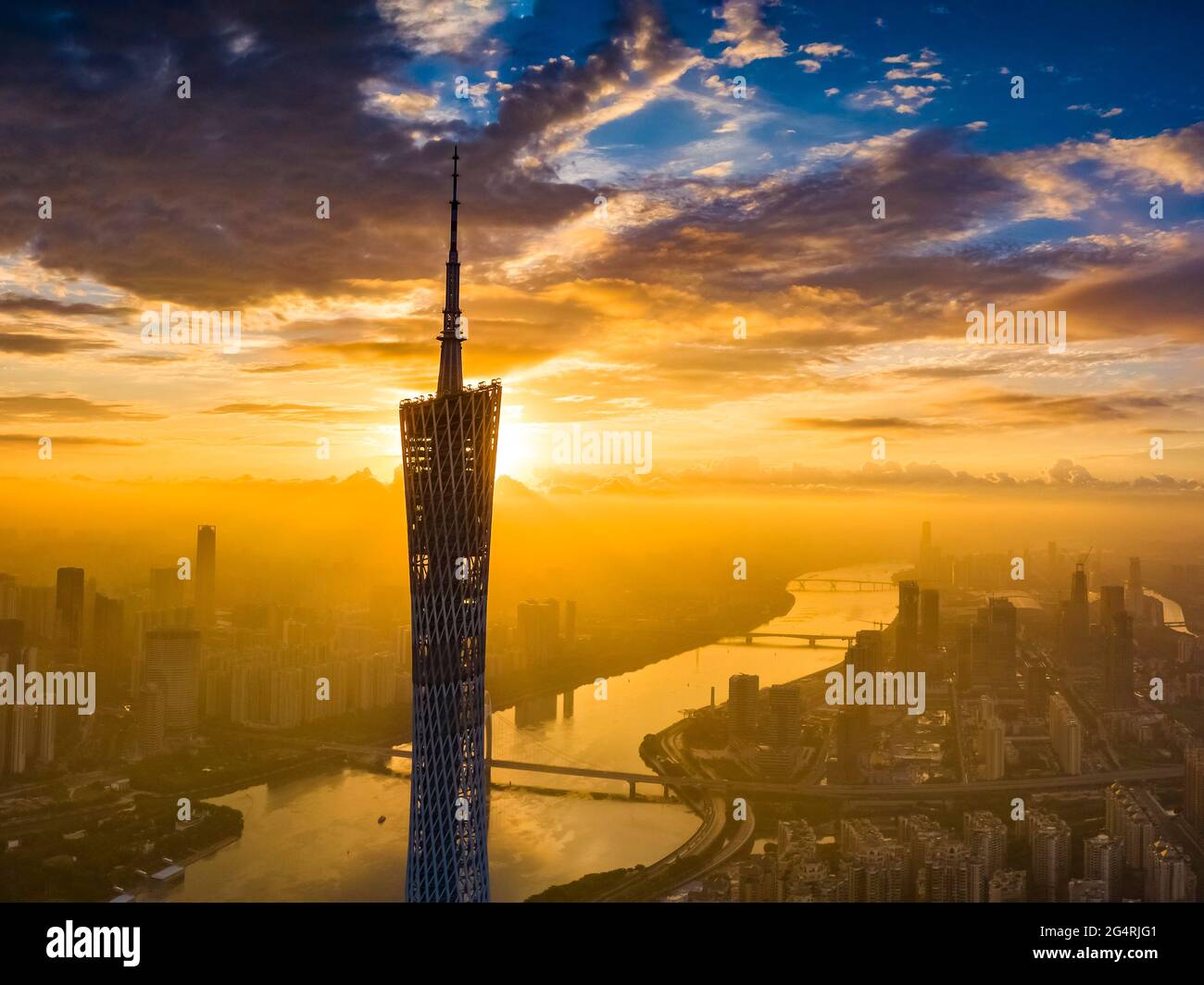 Guangzhou downtown towers district sunset hi-res stock photography and ...