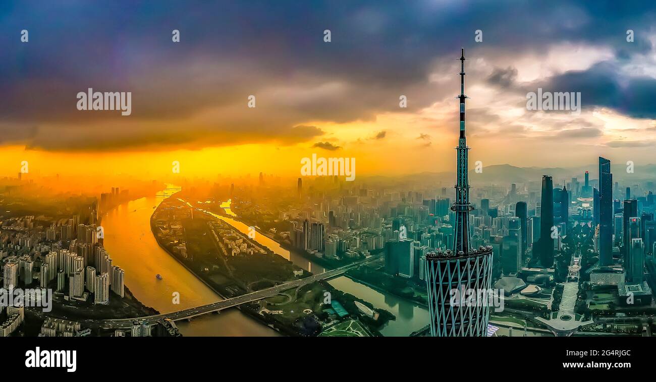 Guangzhou downtown towers district sunset hi-res stock photography and ...