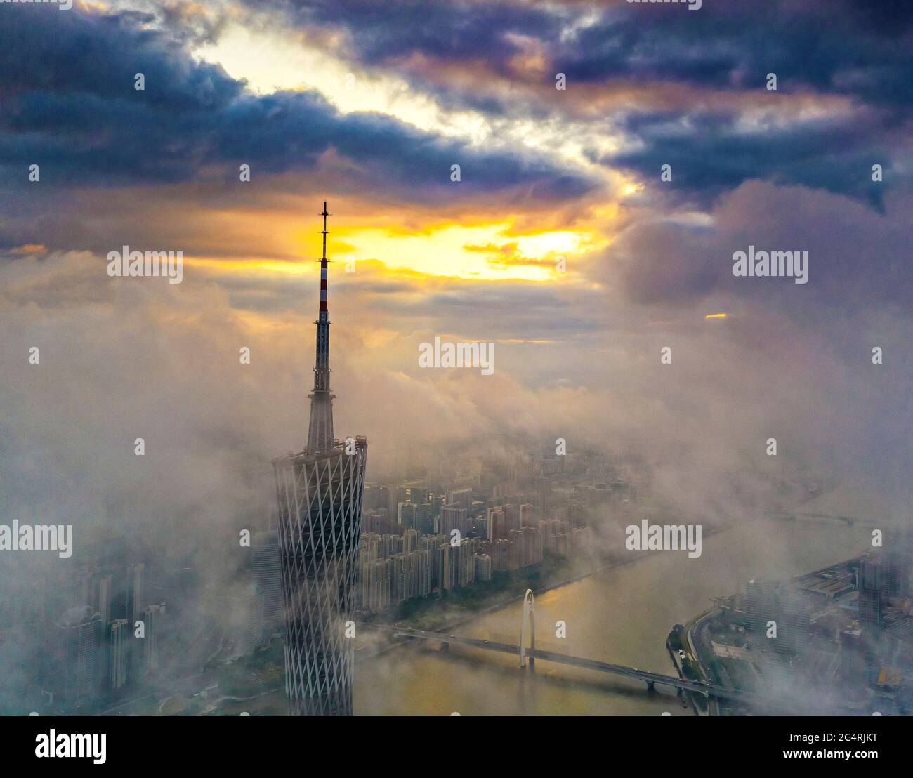 Guangzhou downtown towers district sunset hi-res stock photography and ...
