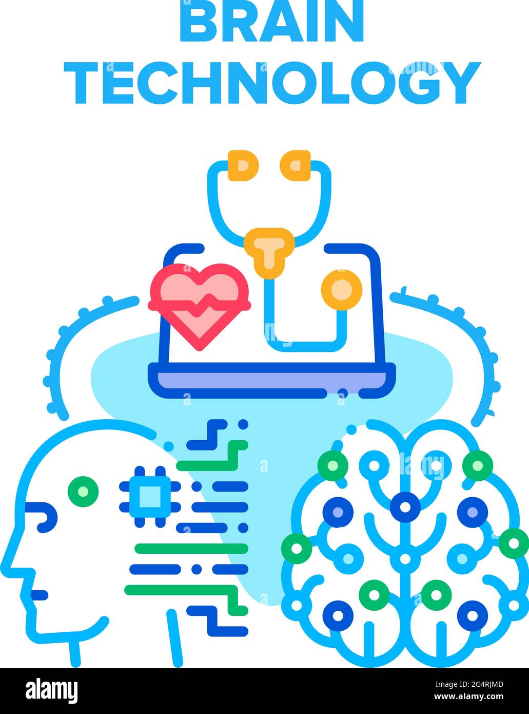 Brain Technology Vector Concept Color Illustration Stock Vector Image ...