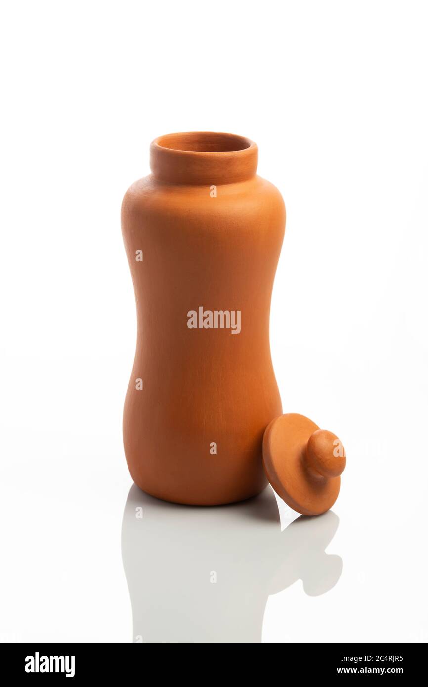 Clay Water Bottle Isolated on White Background Stock Photo - Alamy