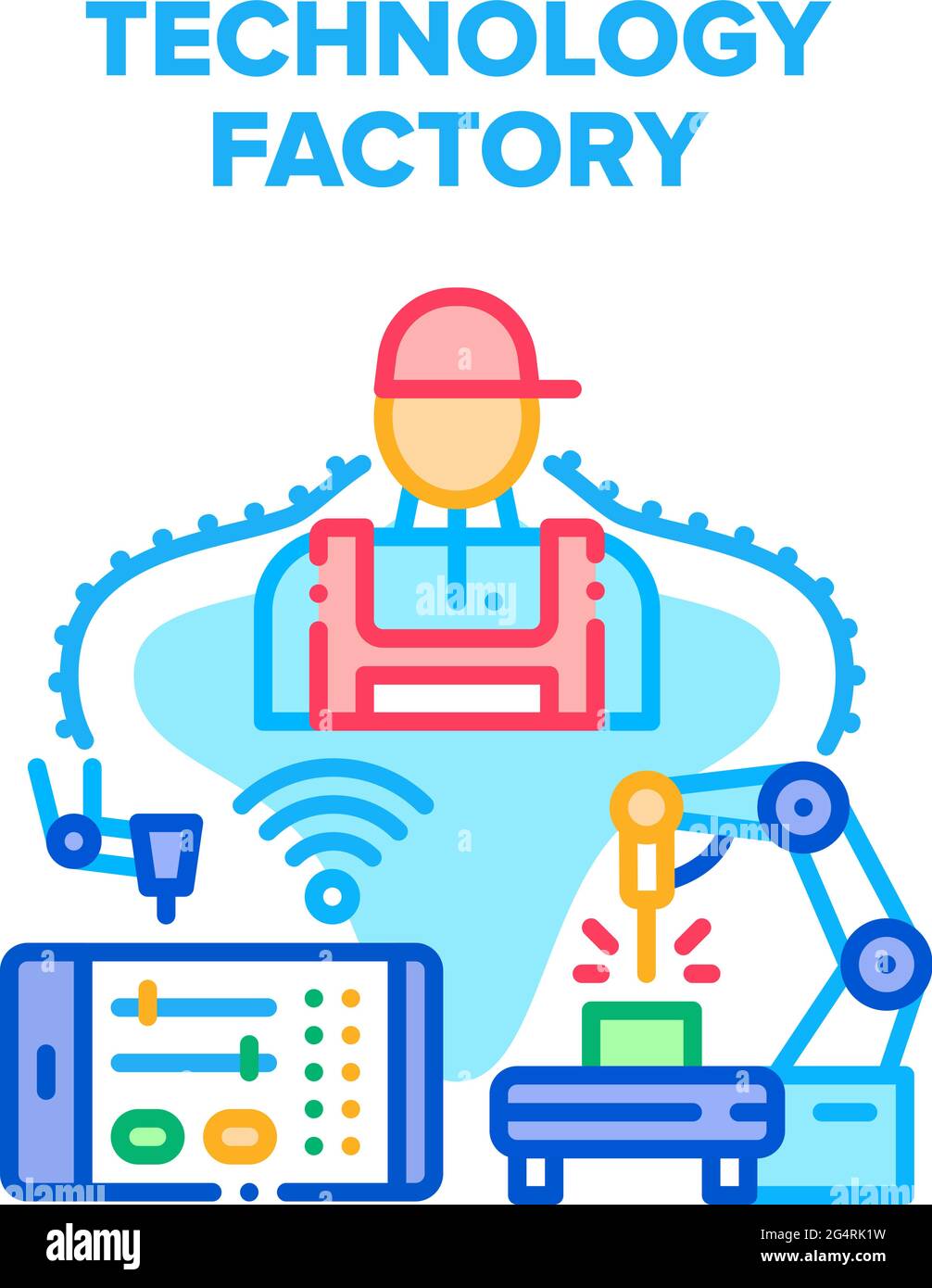 Technology Factory Production Vector Concept Color Stock Vector Image ...