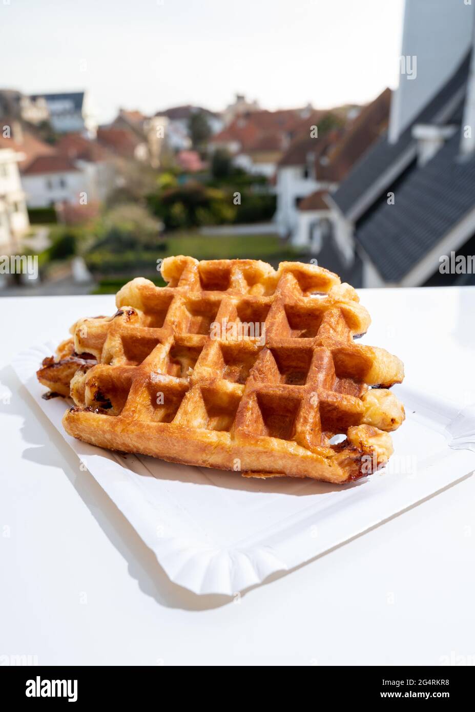 Belgian sugar waffles served outdoor in beautiful Belgian village De ...