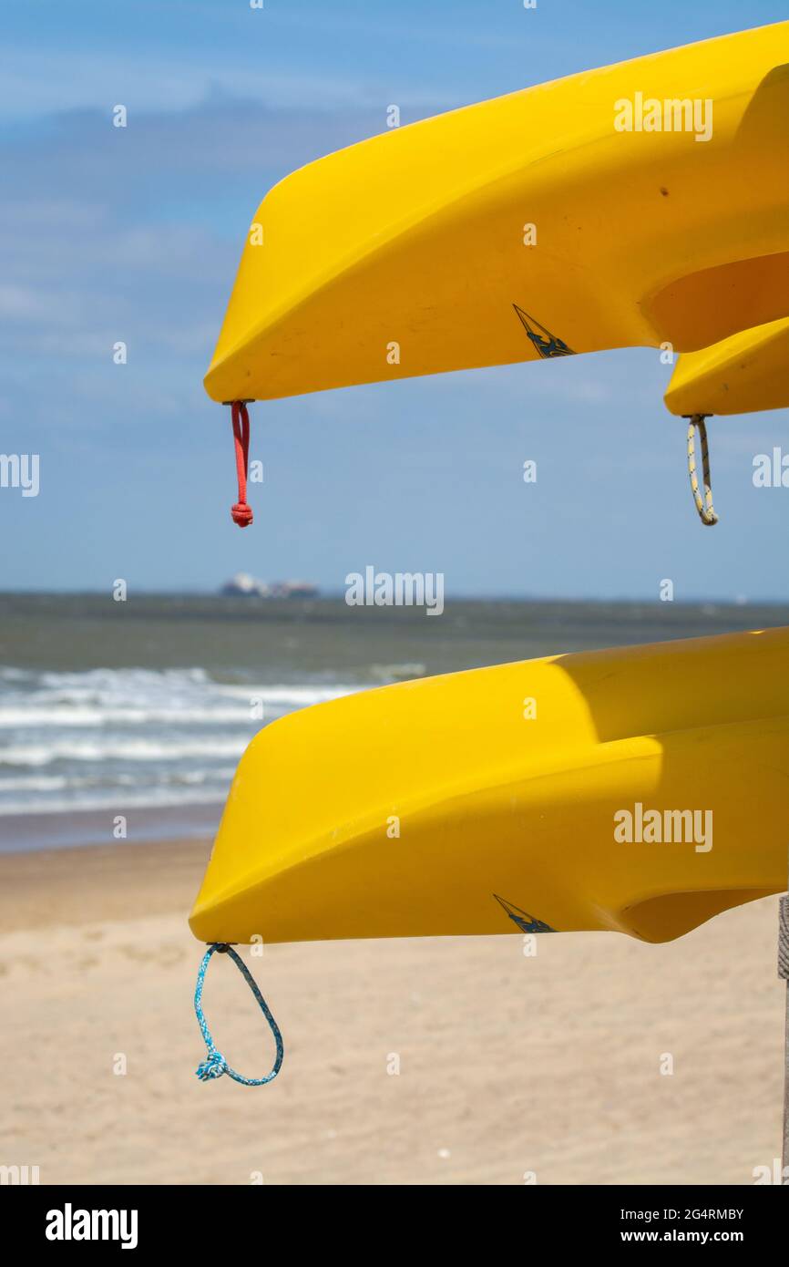 Yellow sandy beaches in small Belgian town Knokke-Heist, luxury ...
