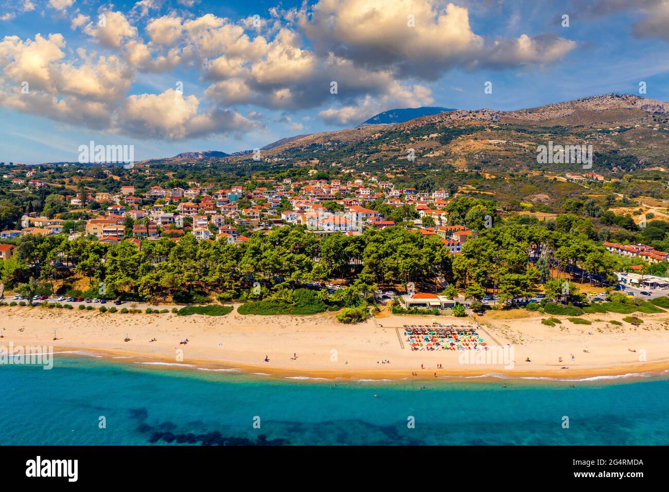 Skala Beach view from above, Cephalonia, Greece. Skala famous beach in ...